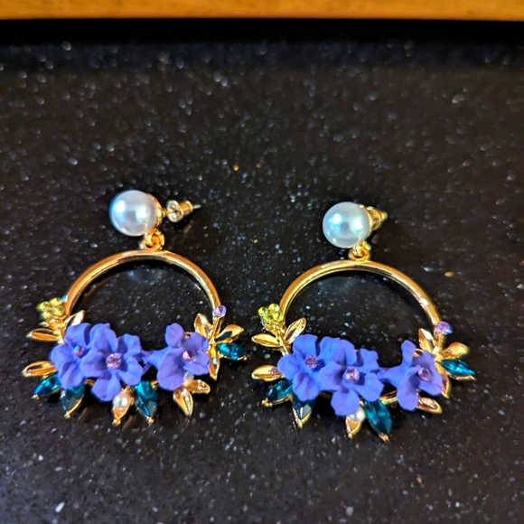 Jewelry | Sale Floral Hoop Earrings | Poshmark